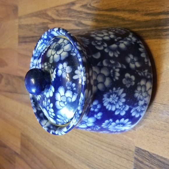 Calico | Accents | Blue White Floral Calico Print Porcelain Covered ...